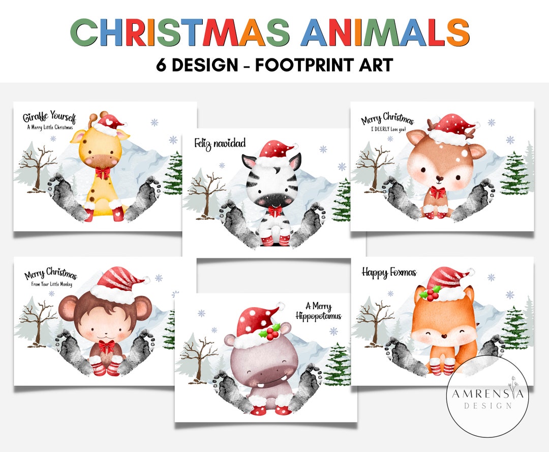 Bundle Footprint Art Christmas Animals Baby Giraffe Craft, Home ...