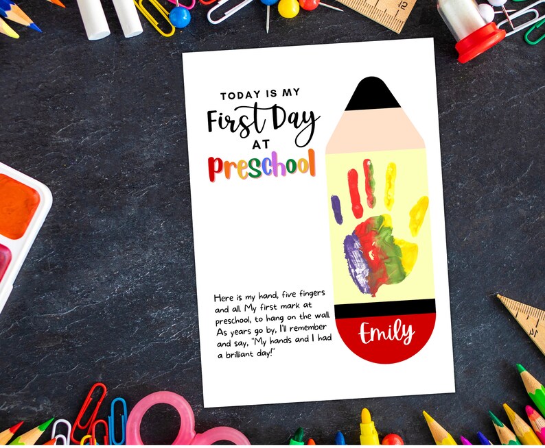 Pencil Handprint Art Back to School Poem Craft First Day of - Etsy
