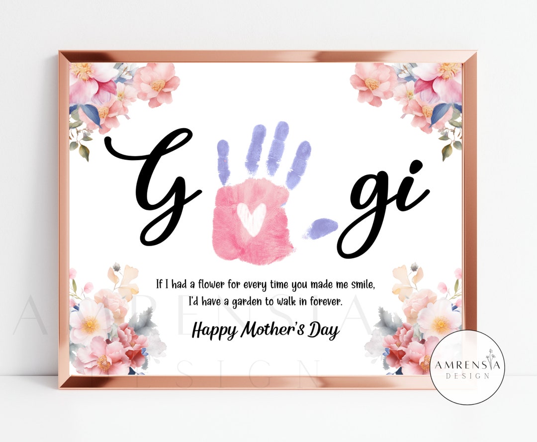 Gigi Handprint Art, Happy Mother's Day Poem, Flower Craft, Baby Toddler Kids Craft, DIY Gift for ...