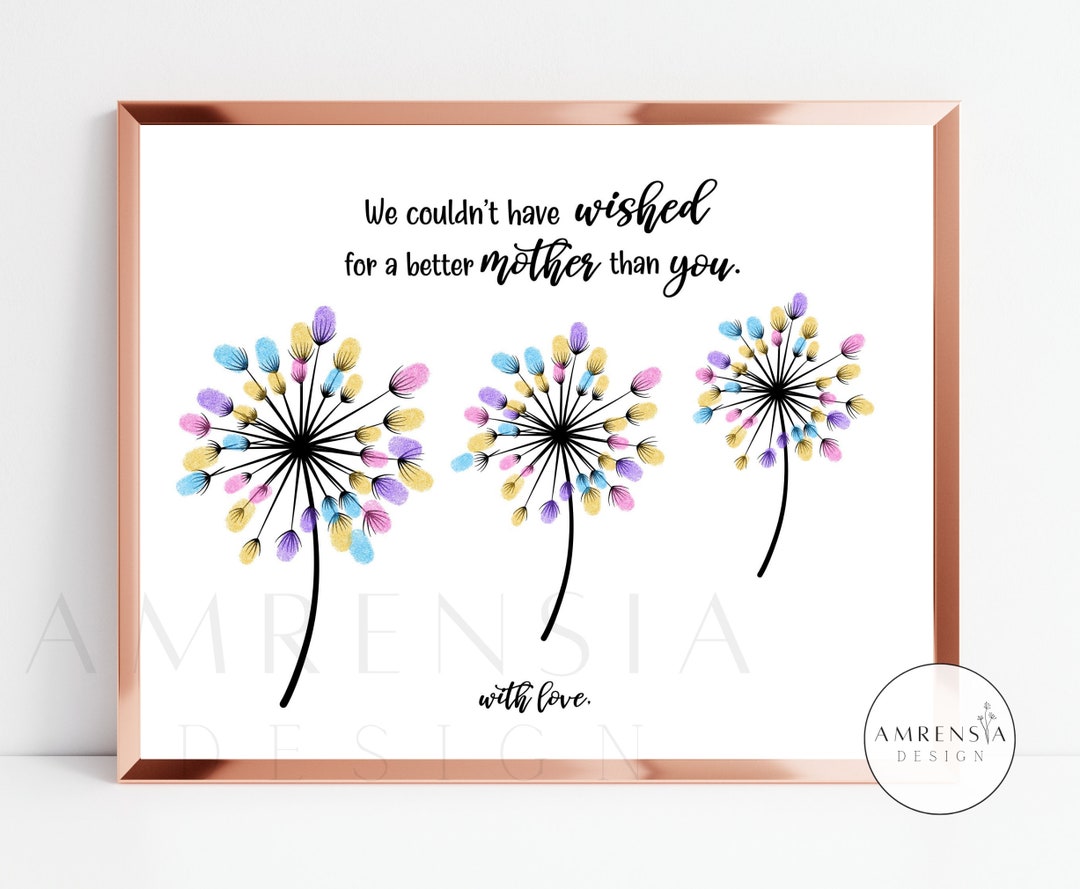 3 Dandelion Fingerprint Art for 3 Kids Happy First Mother's Day We ...