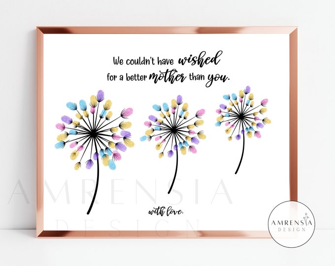 Mother's Day Craft for Kids, Dandelion Fingerprint Art, Mom Gift, I/we ...