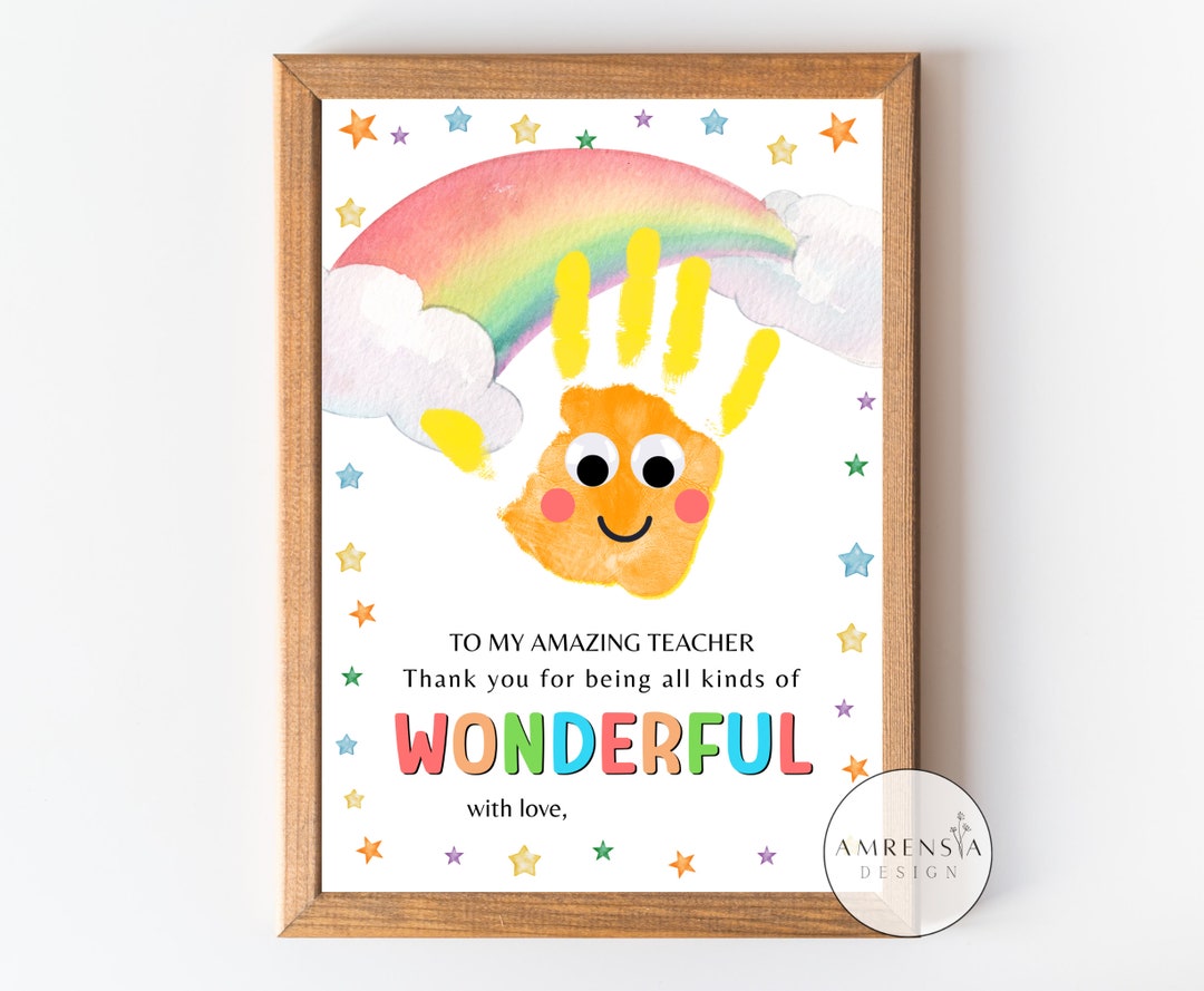 Teachers Day Gift, Appreciation Week, Rainbow Handprint Art Printable ...