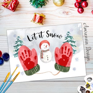 Christmas Handprint Art, Let It Snow Snowman Mittens, Home Decoration ...
