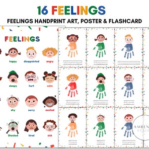 16 Feelings Handprint Craft, Poster Feelings, Flashcards and Match ...