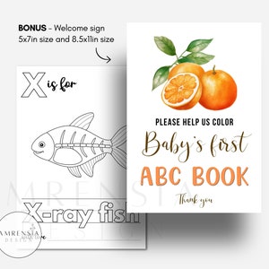 52 PAGES Orange ABC Baby Shower Theme Coloring Book, Baby's First ABC ...