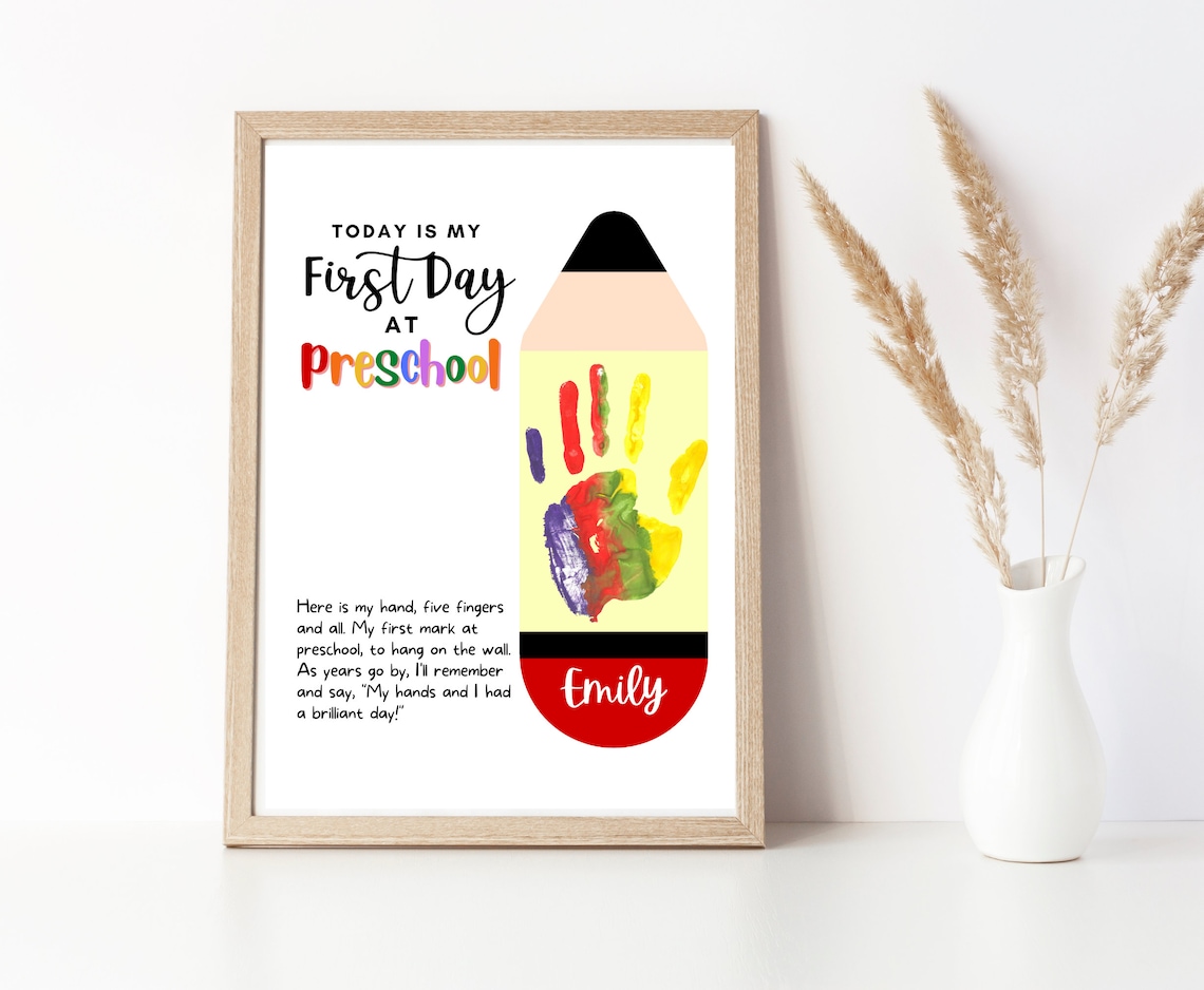 Pencil Handprint Art Back to School Poem Craft First Day of - Etsy