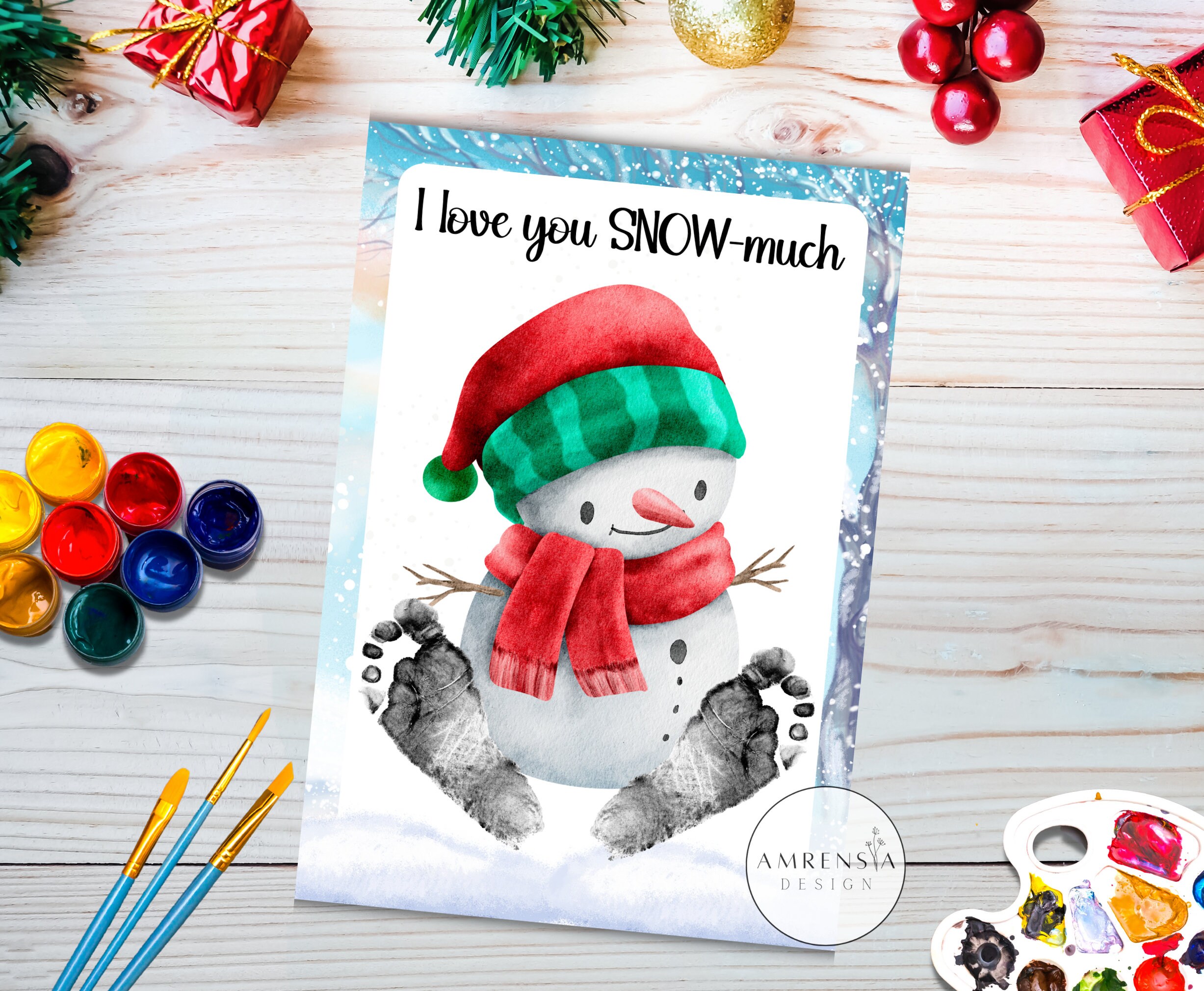 Bundle Snowman Footprint Art, Snowman Craft, Christmas Home Decoration ...