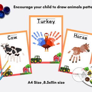 20 Design FARM ANIMALS Handprint Book, Printable Handprint Art, Toddler ...