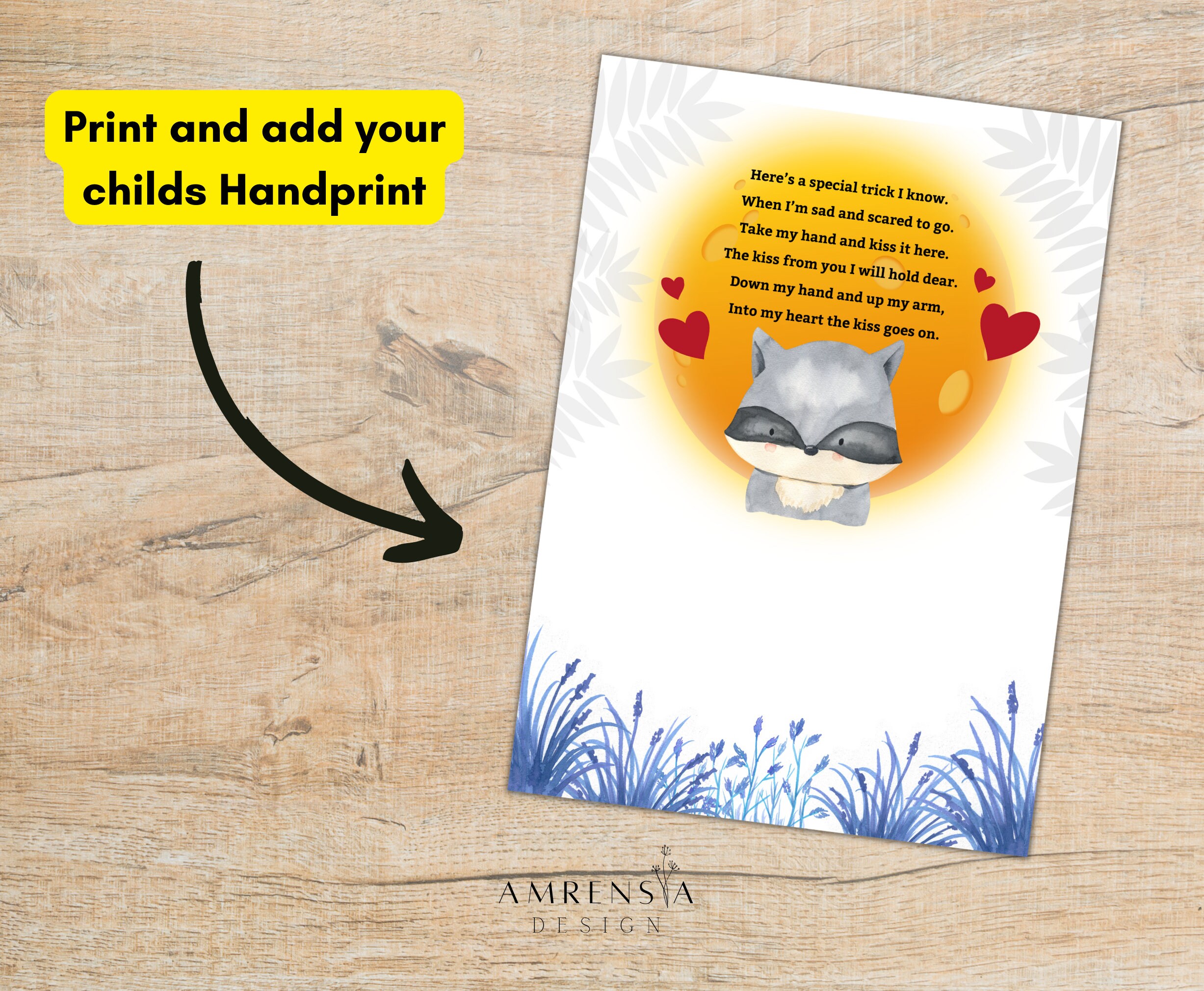 Handprint Craft the Kissing Hand Book Raccoon My First Day of - Etsy