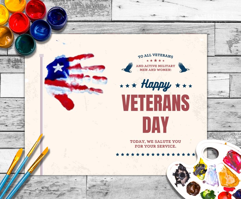 Handprint Craft for Veterans Day USA Flag Happy Veterans - Etsy
