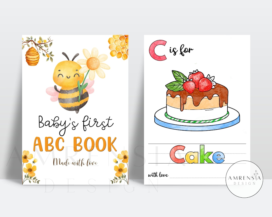 52 PAGES Honey Bee ABC Baby Shower Coloring Book, Baby's First ABC Book ...