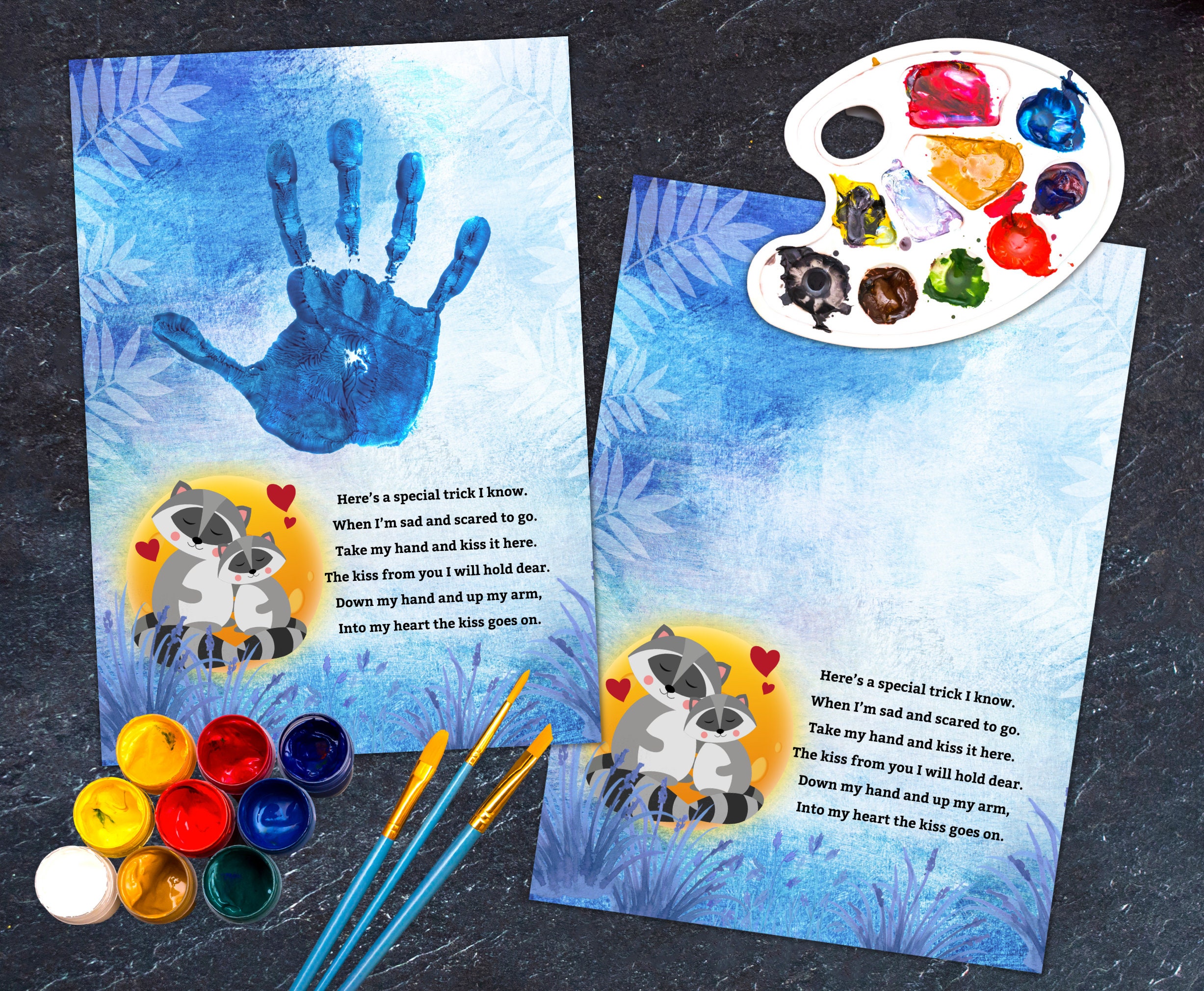 Handprint Art the Kissing Hand Book Raccoon, My First Day of Preschool ...