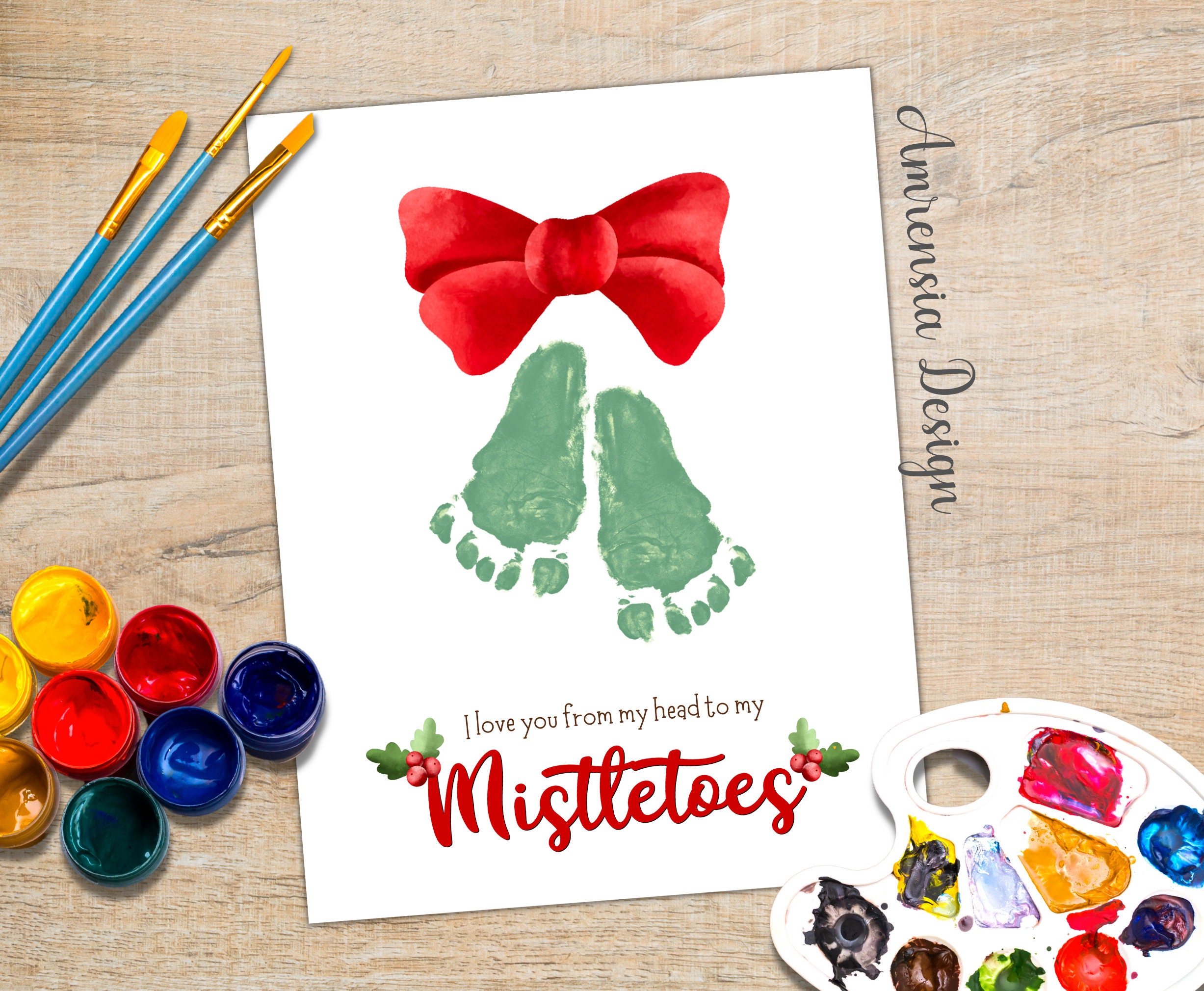 Merry Christmas Footprint Art Mistletoes Footprint Craft - Etsy