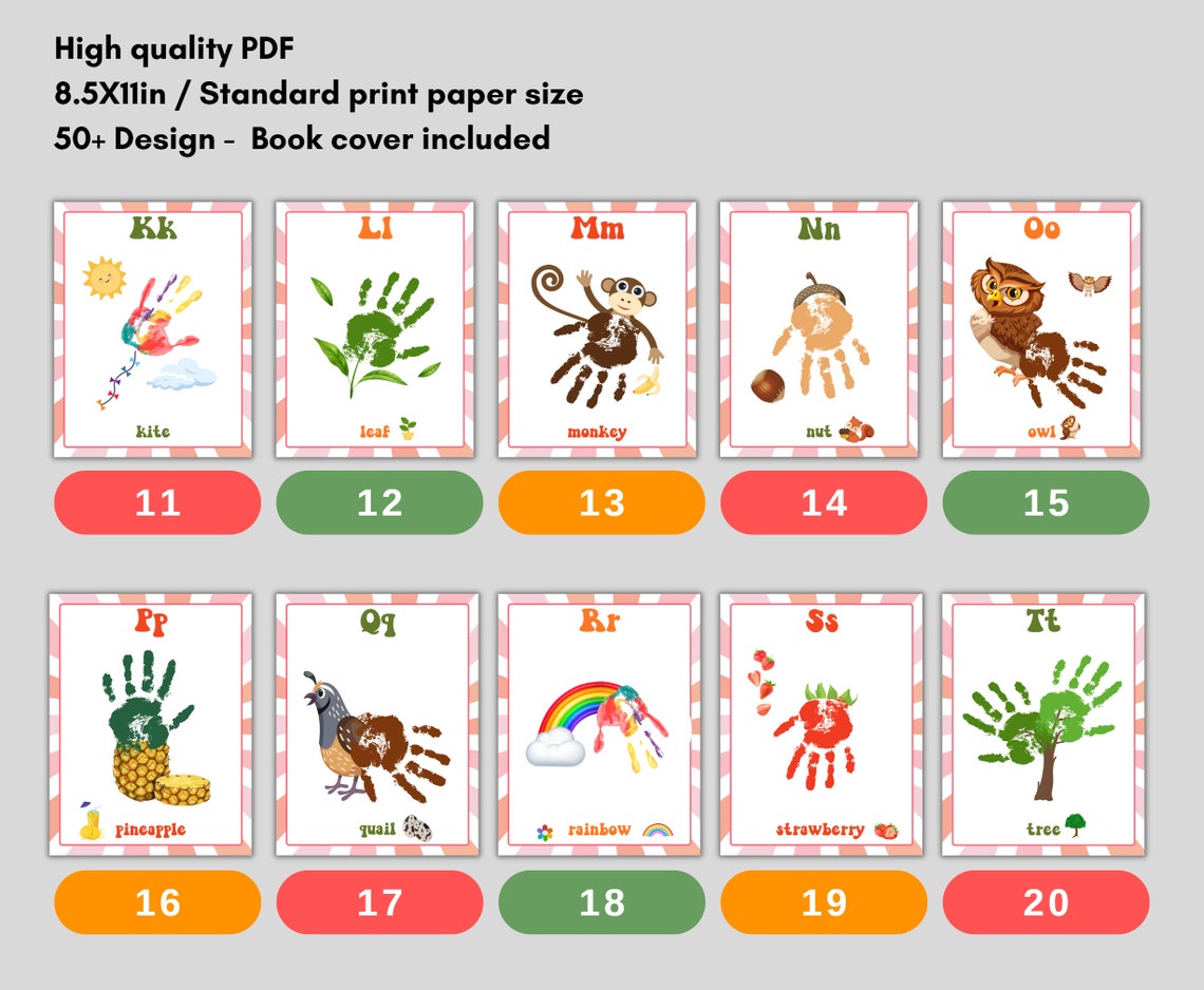 My Handprint Alphabet Book, Alphabet Handprint Art, Baby Toddler Child ...