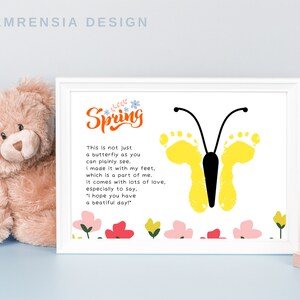 Hello Spring Poem Butterfly Footprint Handprint Art for Baby Toddler ...