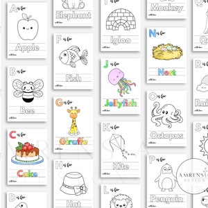 52 PAGES Floral Daisy ABC Baby Shower Coloring Book, Boho Retro Baby's ...