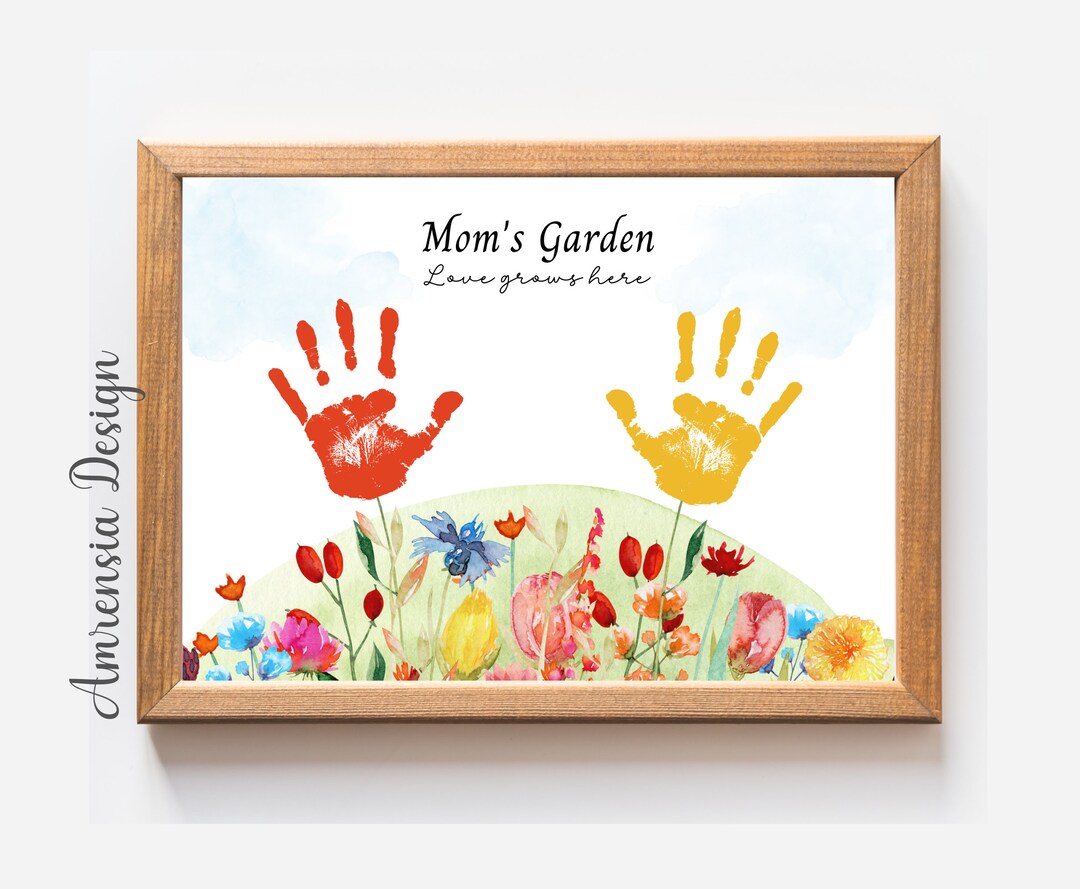 Mom's Garden Handprint Art, Mothers Day Gift, Baby Toddler Kids Craft ...