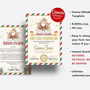 Personalized Santa Letter and Nice List Certificate Template - Canva ...