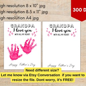Grandpa I Love You With All My Heart, Happy Father's Day, Printable ...
