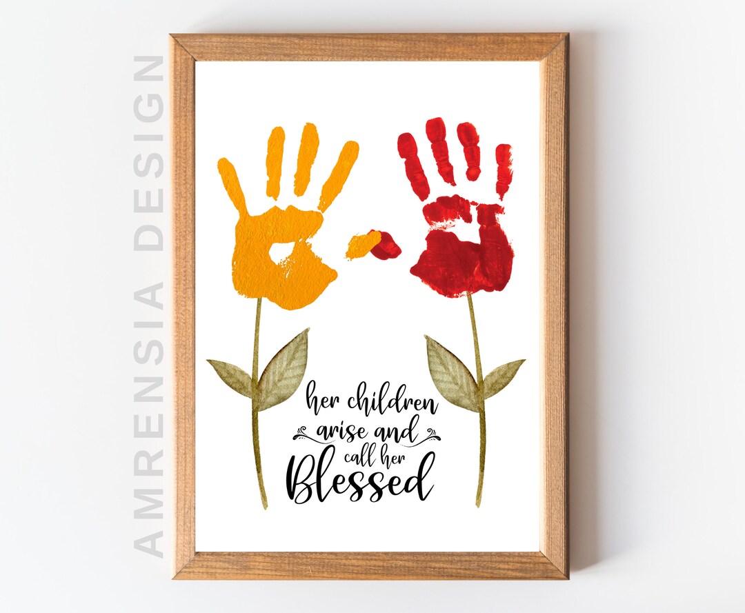 Mother's Day Gift Flower Idea Handprint Art Poem, Toddler Baby Kids ...