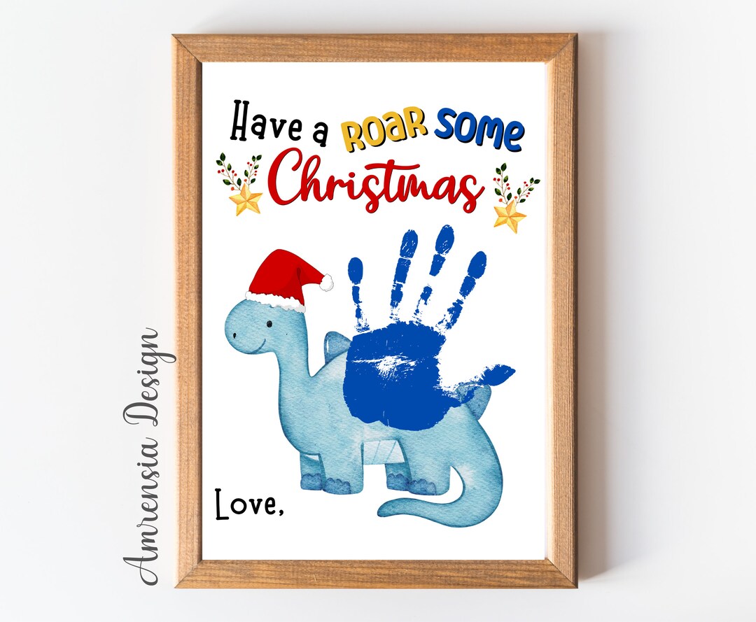 Dino Christmas Handprint Art,have a Roarsome Christmas, Decoration ...