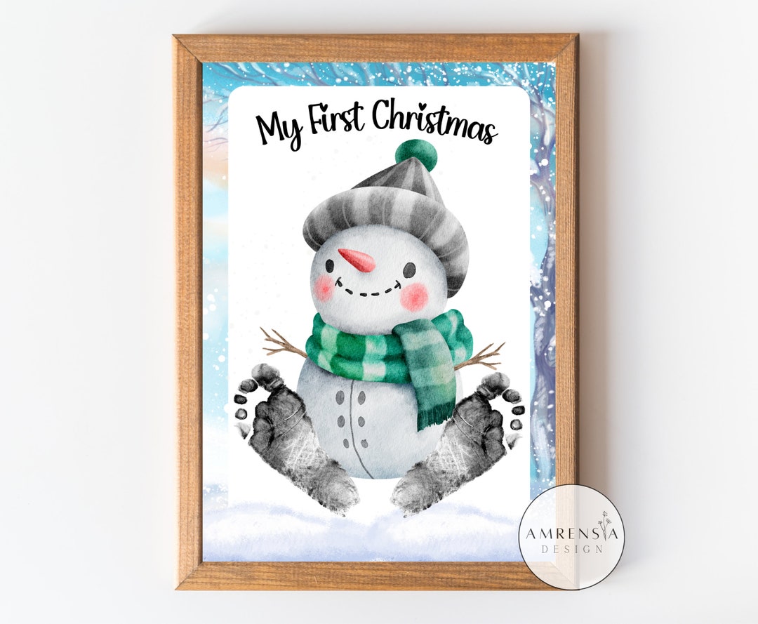 Snowman Footprint Art, My First Christmas, Snowman Craft, Christmas ...