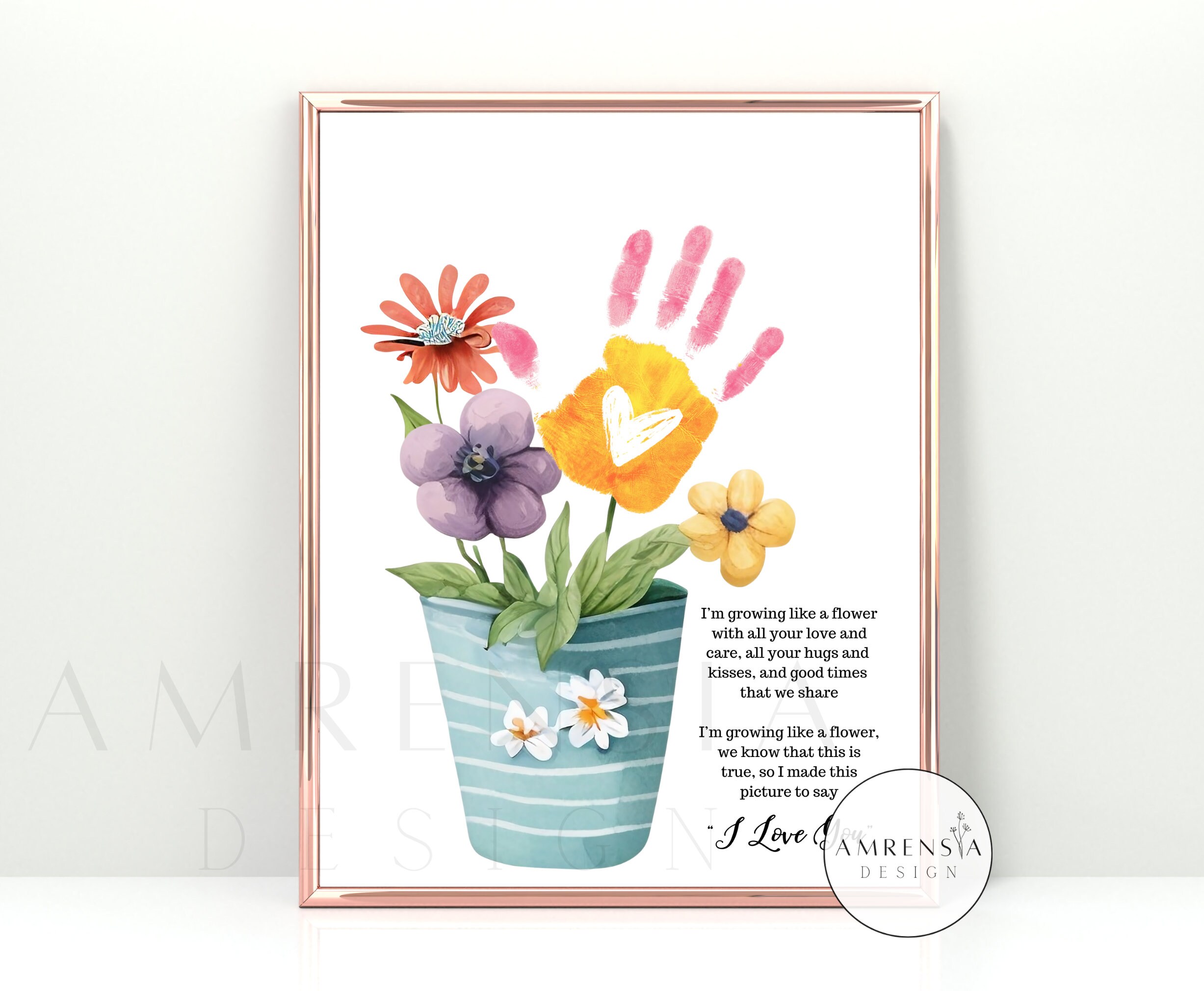 Flower Poem Handprint Hand Art Craft Mother's Day Mom Mum Grandma Aunt ...