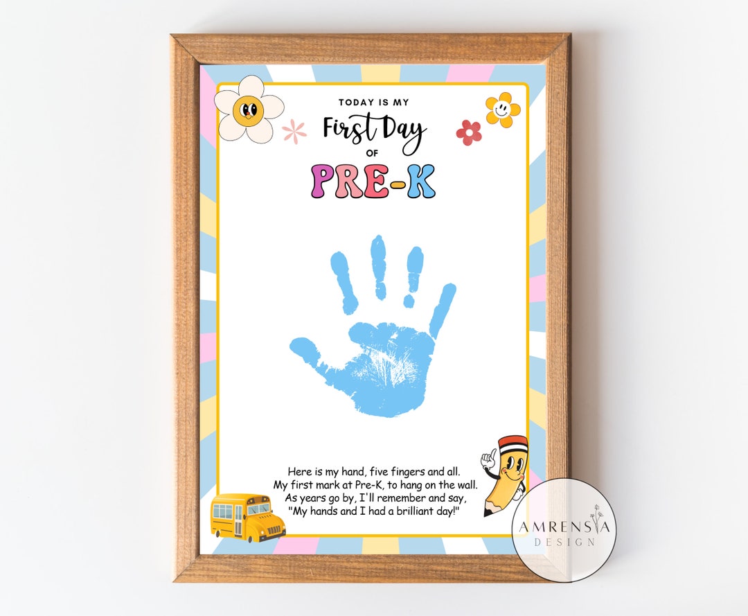 First Day of Pre-k Handprint Art, First Day of School, Handprint Pre-k ...