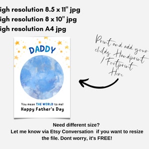 Daddy You Mean the World to Me, Fathers Day Handprint Keepsake for Dad ...