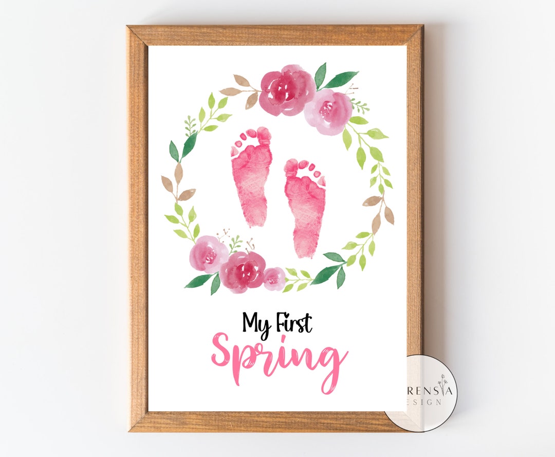 Baby First Spring, Baby Footprint Kit, Toddler Baby Kids Craft, DIY Kid ...