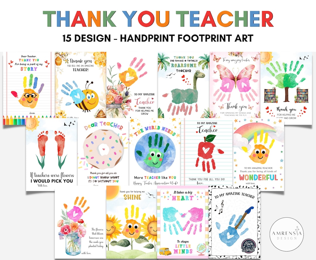 Teacher Appreciation Week Craft, Handprint Footprint Fingerprint Art ...