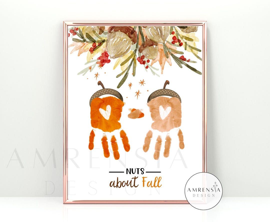 Nuts About FALL Craft Printable Hand Print Art, Easy Craft for Baby ...