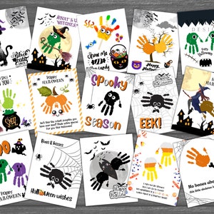15 Design BUNDLE Handprint Footprint Art,happy Halloween Keepsake Craft ...