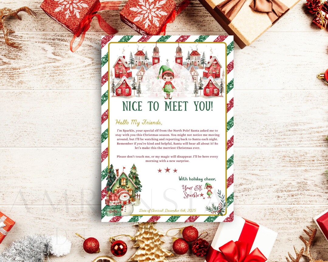 Editable Hello Elf Letter, Hi Nice to Meet You Note, Christmas Elf ...