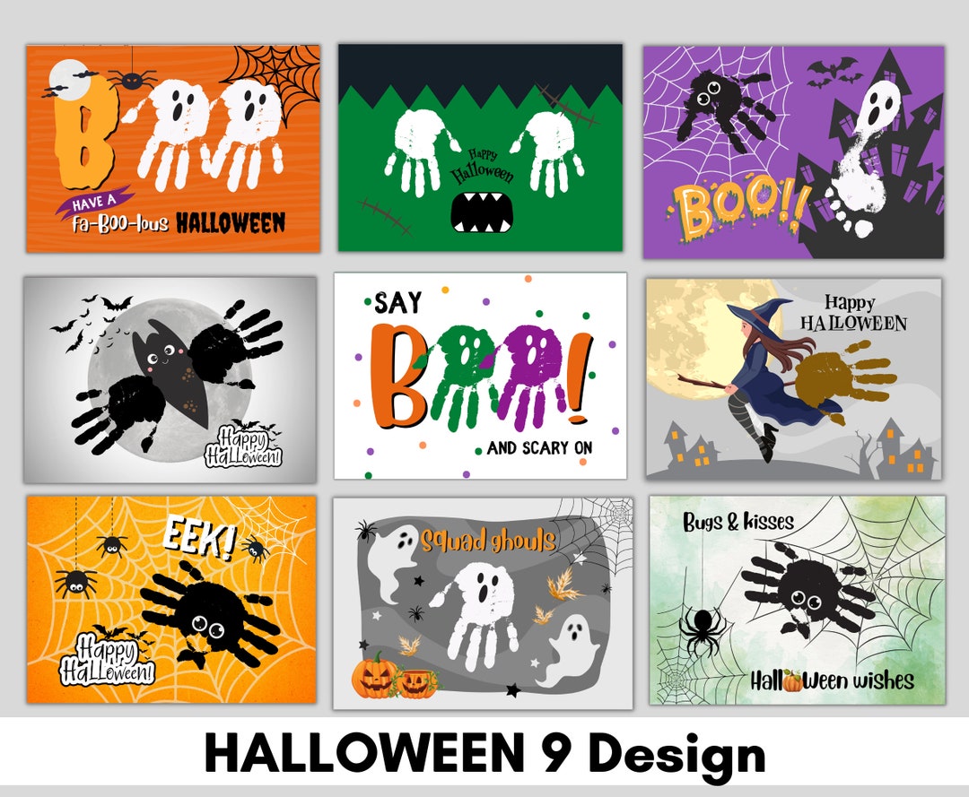 BUNDLE Halloween Handprint Footprint Art,happy Halloween Keepsake Craft ...