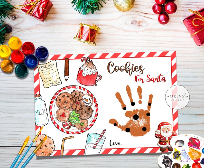Christmas Handprint Art, Cookies for Santa Handprint Craft, Home ...