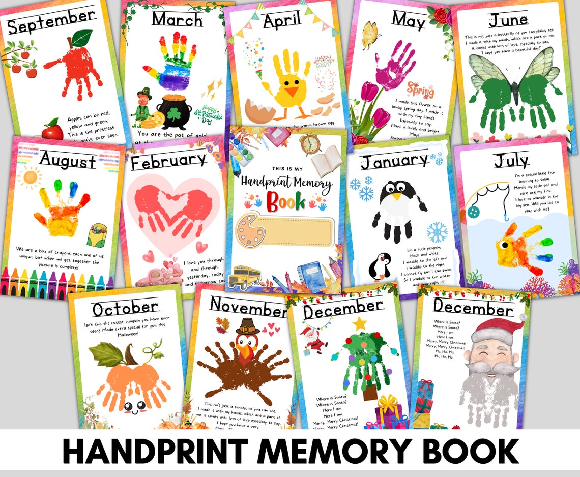 Handprint Memory Book Printable for Prek Preschool - Etsy