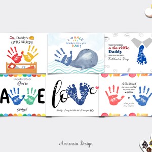 25 Design Fathers Day Handprint Footprint Keepsake for Dad, DIY ...