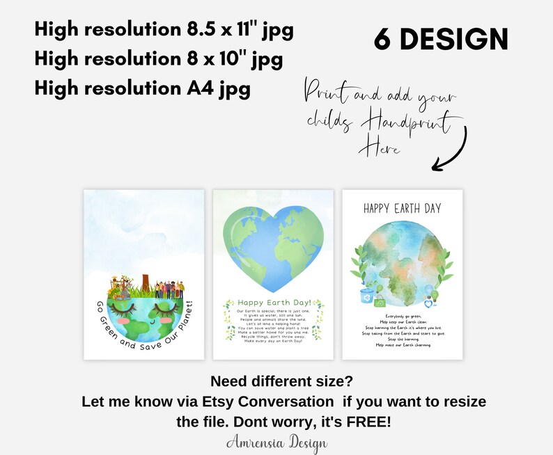 6 DESIGN Happy Earth Day Earth Hour Go Green Handprint - Etsy