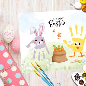 Easter Bunny, Little Chick, Happy Easter Craft Handprint Art Template ...