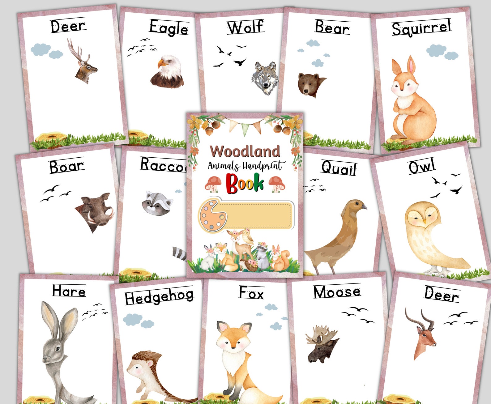 Woodland Animals Handprint Book, Printable Handprint Art, Preschool Pre ...