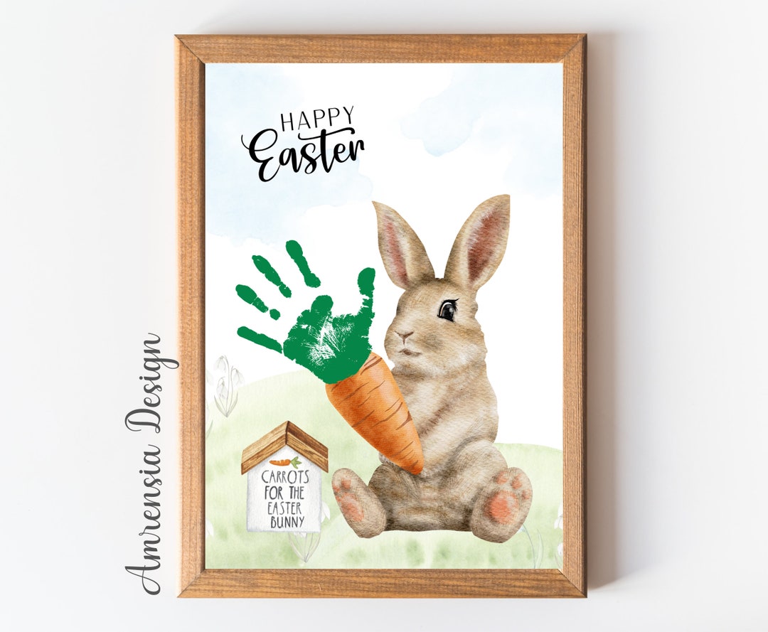 Hoppy Easter, Bunny Easter Craft Handprint Art Template for Baby Kids ...
