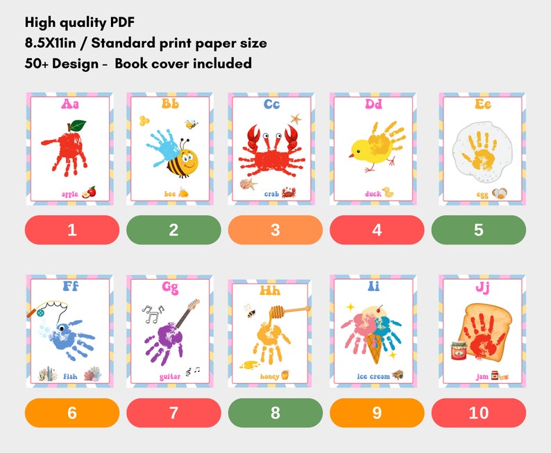 My Handprint Alphabet Book, Alphabet Handprint Art, Baby Toddler Child ...