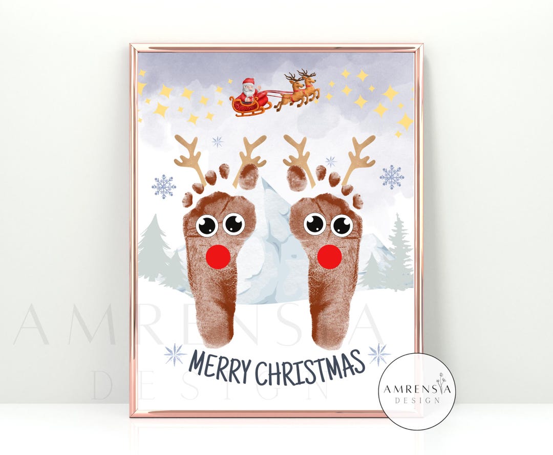 Christmas Handprint Art, Reindeer Footprint Art Winter Craft, Home ...