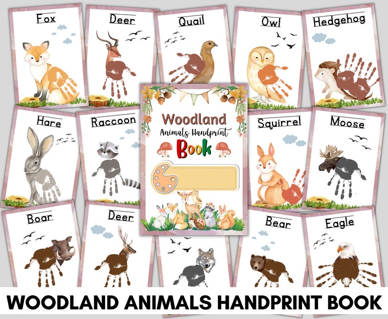 Woodland Animals Handprint Book Printable Handprint Art - Etsy