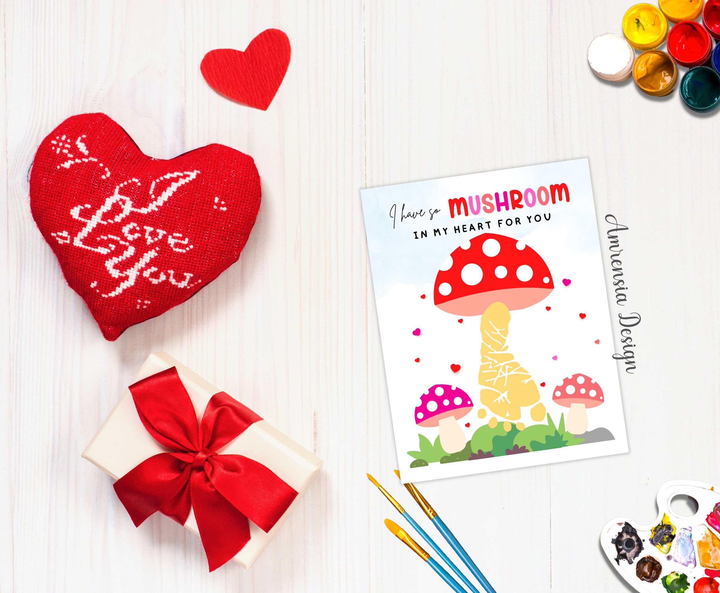 Footprint Craft Valentine Keepsake Mushroom Printable - Etsy
