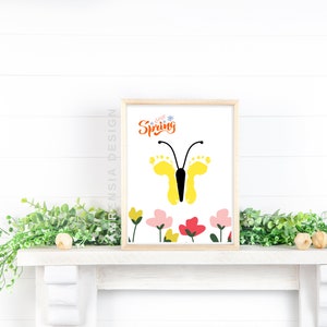 Hello Spring Poem Butterfly Footprint Handprint Art for Baby Toddler ...