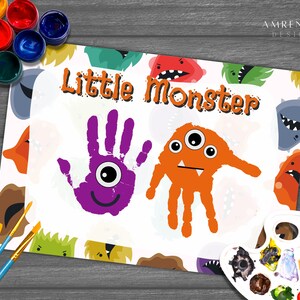 Little Monster Halloween Handprint Art, Halloween Keepsake Craft ...