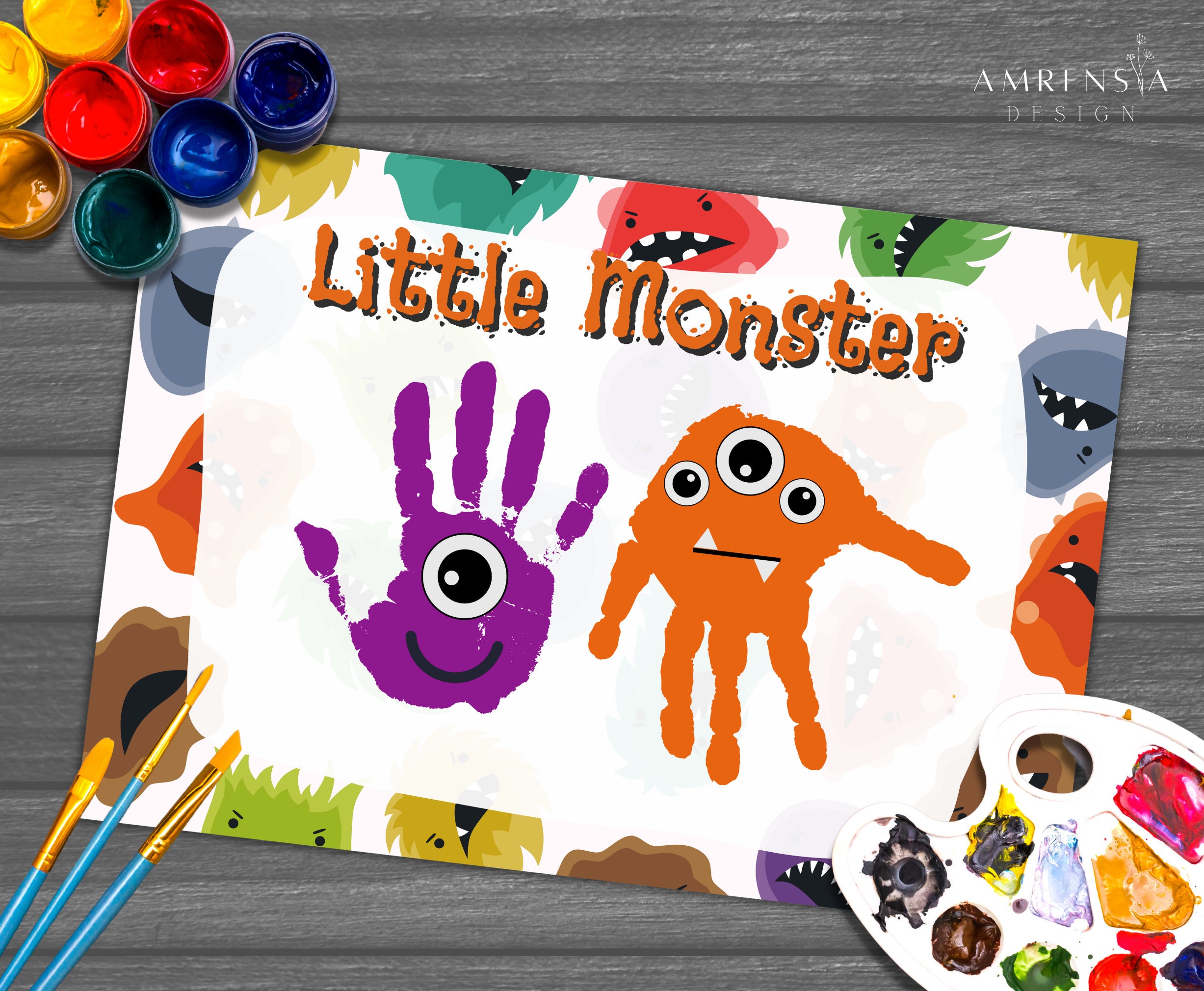 Little Monster Halloween Handprint Art Halloween Keepsake - Etsy