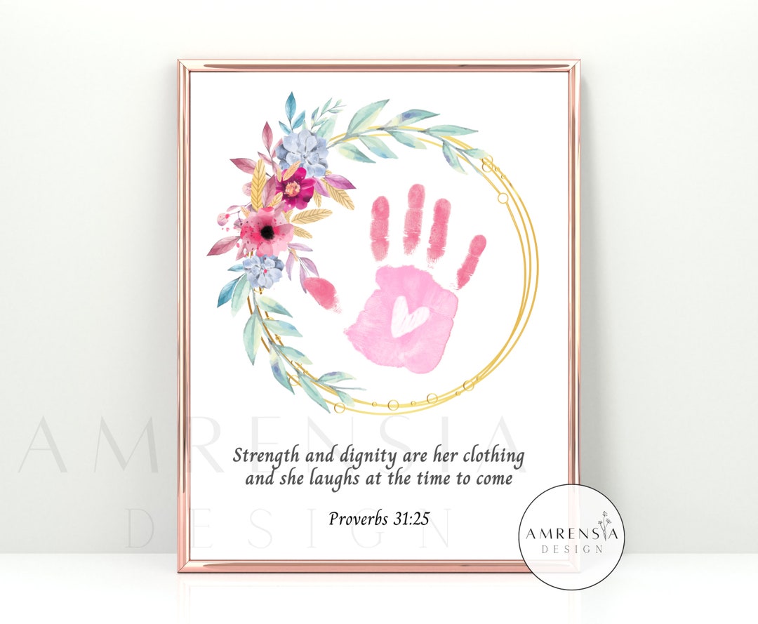 Bible Verse for Mom, Happy Mother's Day Handprint Art, Baby Toddler ...